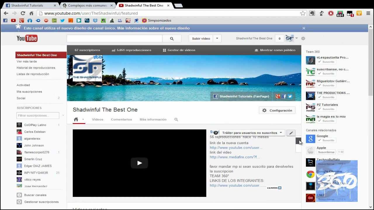 Como Activar La Nueva Interfaz De Canales De Youtube (2013) - YouTube