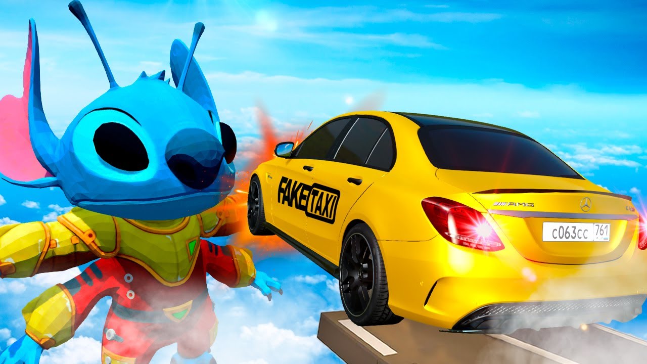 Cars crash jumps into Stitch | BeamNG Drive - YouTube