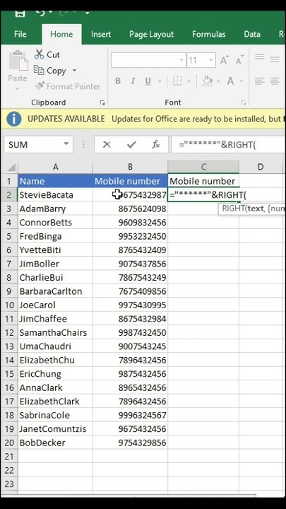 how to hide 6 digit mobile number #excel #short #tech #trending - YouTube
