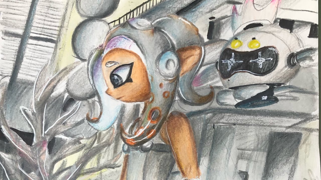 Drawing Side order agent 8 and pearl bot (Splatoon 3 Side Order Dlc ...