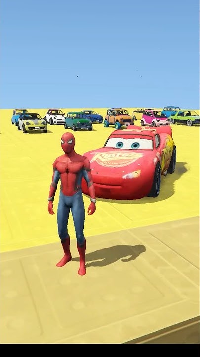 GTA 5 Epic Ragdolls Lightning McQueen Vertical Mega Ramp Challenge ...