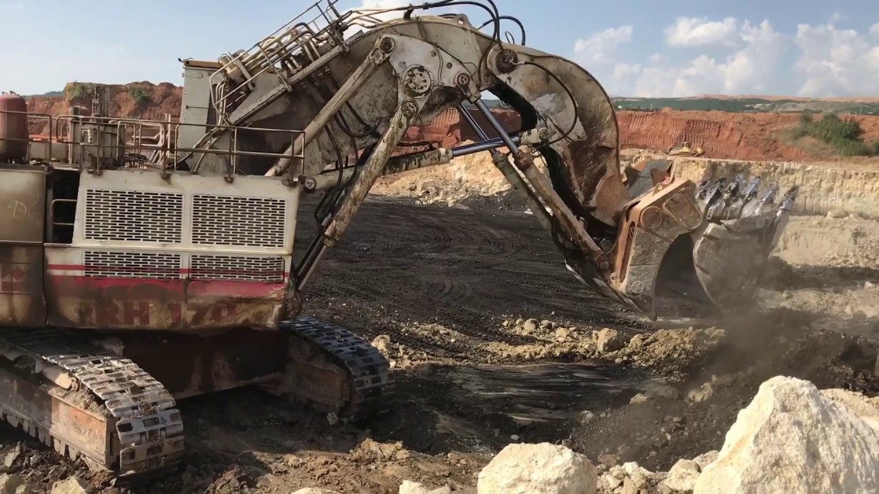 Terex RH170 Front Shovel Excavator Working And Cabin View - YouTube
