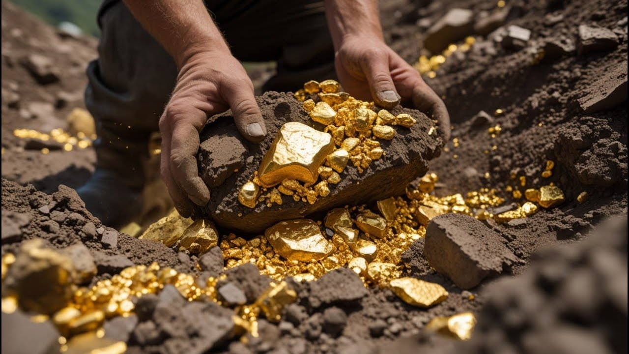 Best Videos! Found Mining Gold treasure under mountain stone- Gold ...