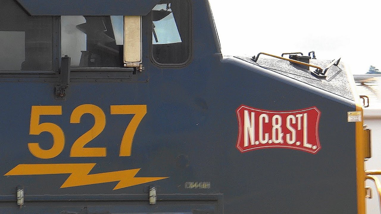 N.C.& St.L. Heritage Sticker Unit and BNSF Engines on Grain Train - YouTube