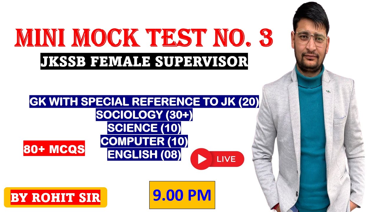 MINI MOCK TEST NO 3 || JKSSB #jupiterclasses #jkssbsupervisor #jkssb ...
