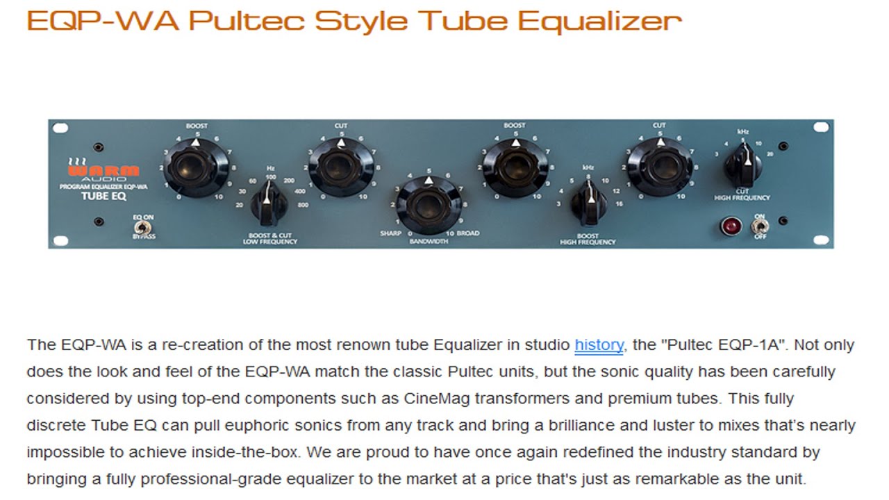 Warm Audio EQP WA Equalizer Overview - YouTube