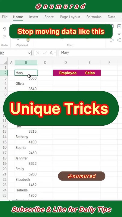 Stop moving data in Excel | NU MURAD | Excel - YouTube