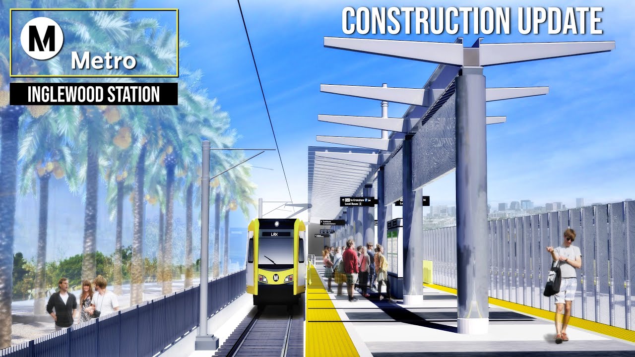 LAX/CRENSHAW METRO LINE Inglewood Station Construction Progress - YouTube