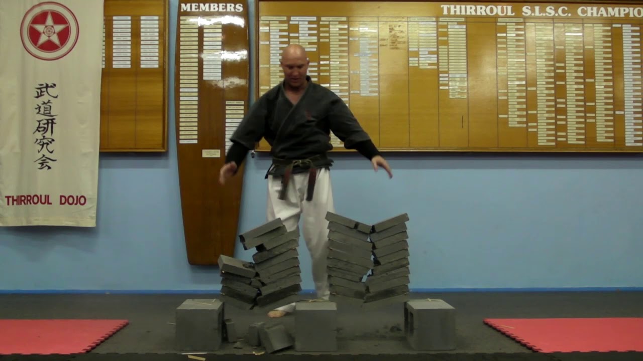 Concrete Block Break with double forearm strike - Graeme Sneddon Kaicho ...