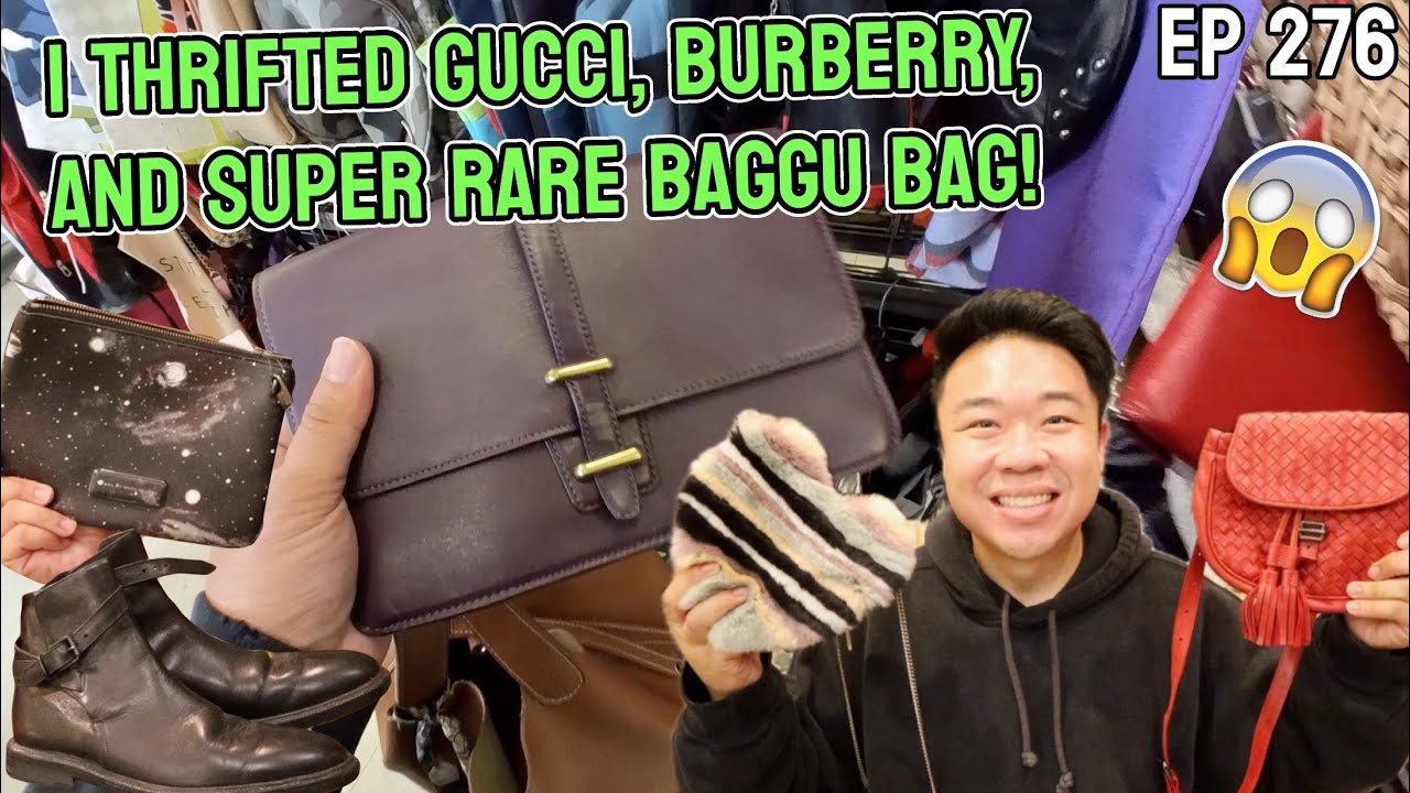I Thrifted Gucci, Burberry and a SUPER RARE LEATHER BAGGU BAG! Goodwill ...