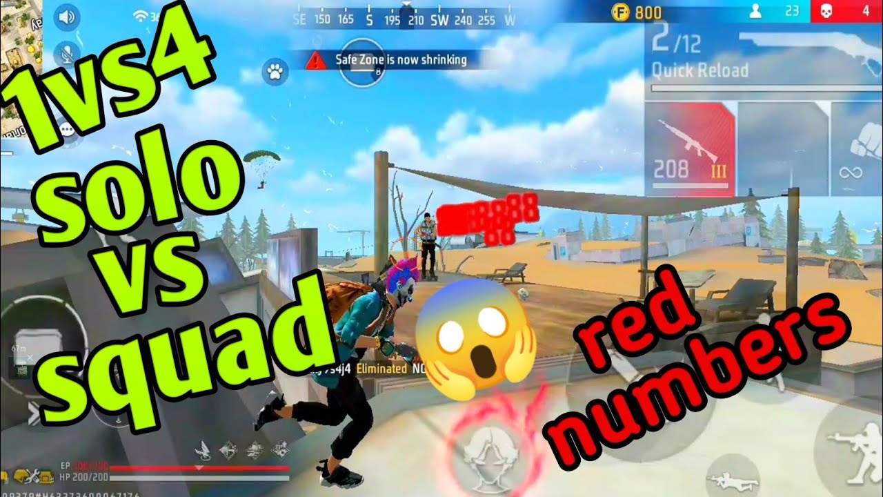 crazy! 1vs4 free fire gameplay - YouTube