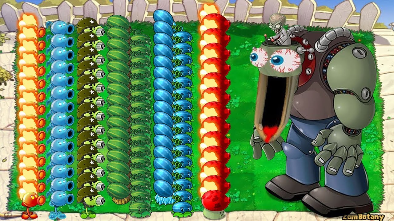 99 Galing Pea Melon Pult Vs Fume Fire Vs All Zombies Attack Dr Zomboss ...