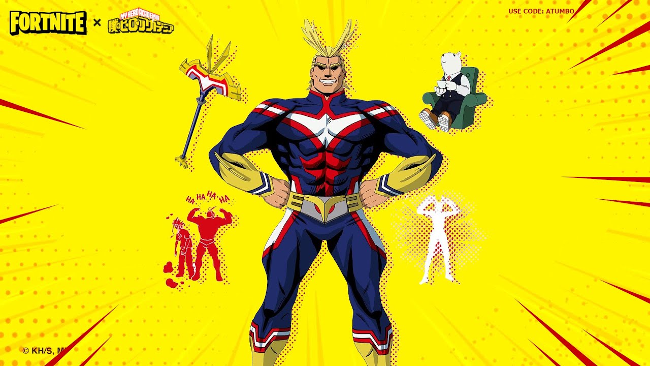 Fortnite x My Hero Academia All Might skin Bundle - YouTube