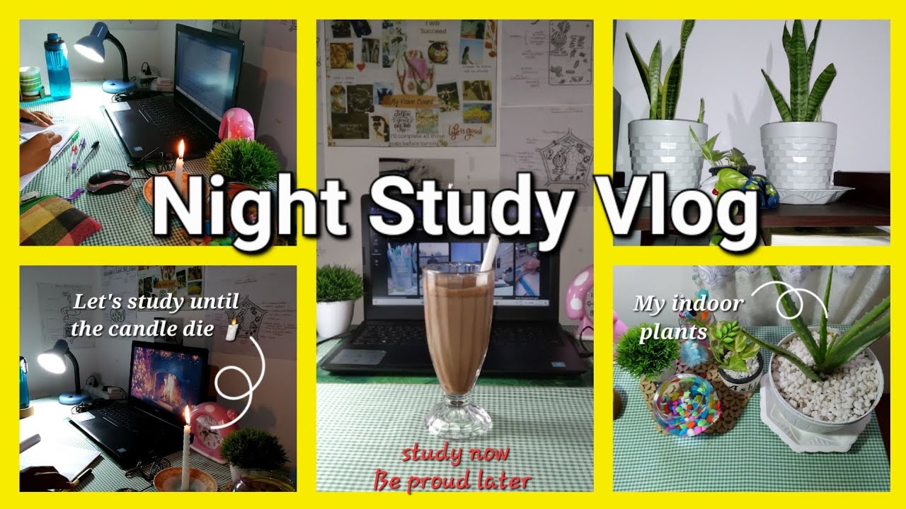 Night Study Vlog 🌚 | Study until The candle die Challenge 🕯| My indoor ...