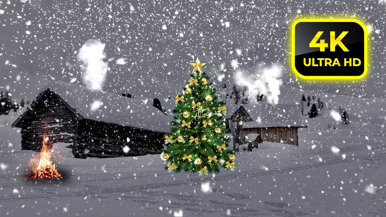 [4K UHD] Cozy Christmas Snowstorm | Campfire sounds | Ambient Snowstorm ...