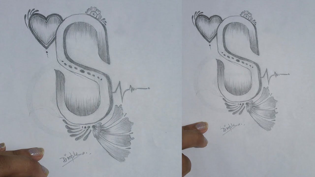 how to draw letter S/ How to make letter S tattoo drawing/step by step ...
