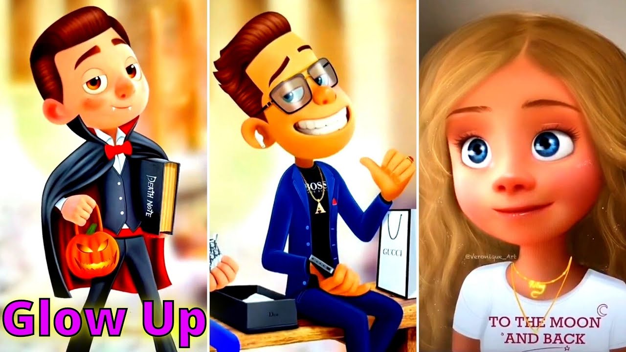 Glow Up Transformation Cartoons ART. Luca, Ladybug, Disney Princesses ...