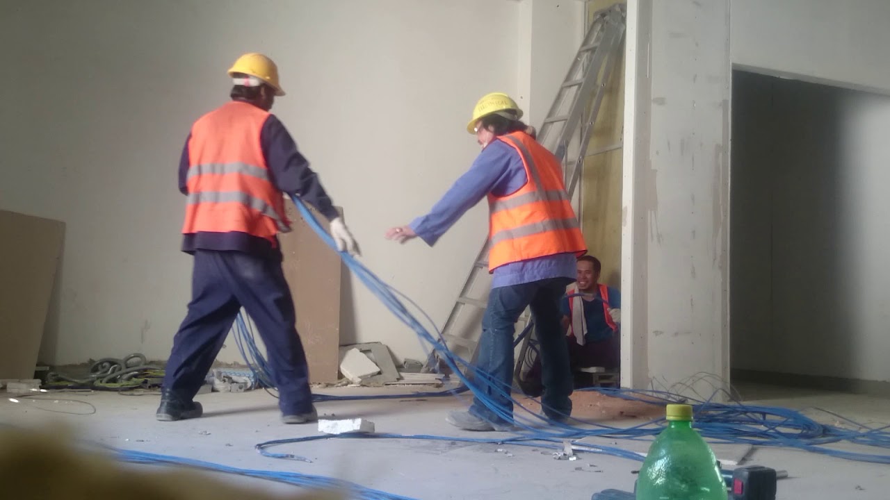 Data cable pulling with my workmate india and pilipino kabayan.. - YouTube