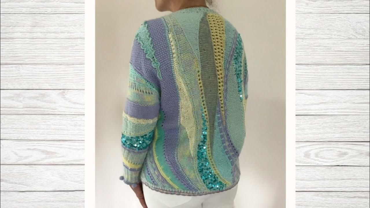 Многоцветное вязание спицами - Фриформ - Остатки пряжи в дело - YouTube