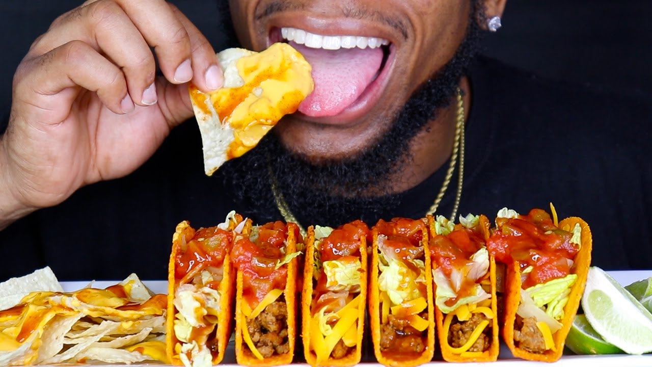 ASMR CHEESY CRUNCHY NACHO TACOS | MUKBANG | EATING SOUNDS (No Talking ...