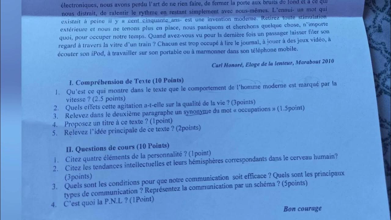 Exemple d'un Examen de TCE université khmis miliana , pour les L1 SNV ...