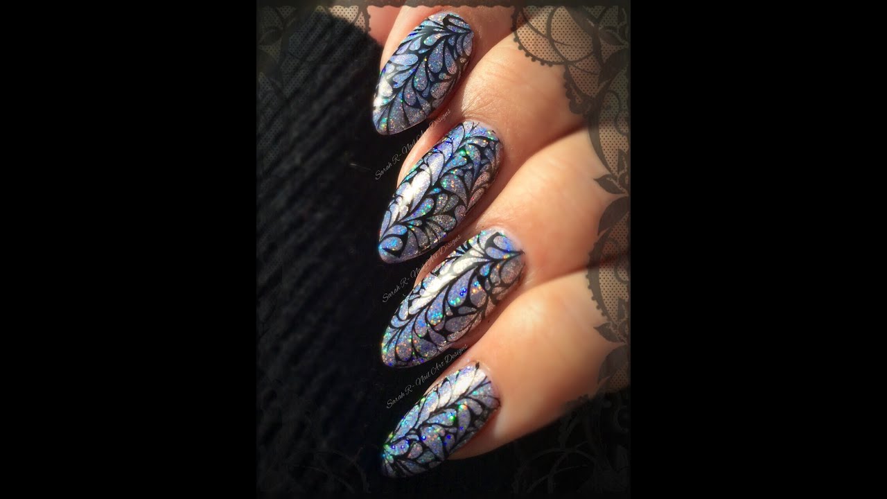 Stamping Fun Friday! Holographic Negative Space | Uber Chic plate - YouTube
