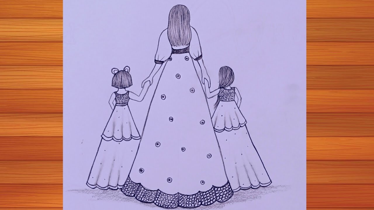 Mother's day drawing easy 2025 / very easy mother and daughter drawing ...