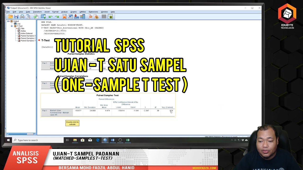 Tutorial SPSS : Analisis Ujian t Satu Sampel (One Sample T Test) - YouTube