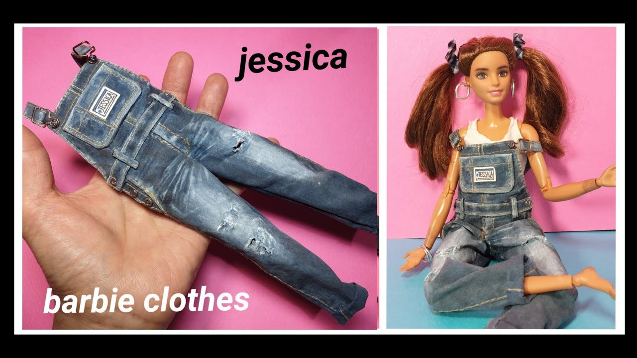 Barbie clothes DIY(overall pants) - Jessica - YouTube
