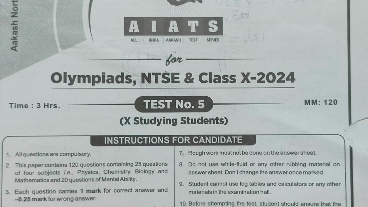 Anthe aakash 10th class sample paper | aiats aakash 10th sample paper ...