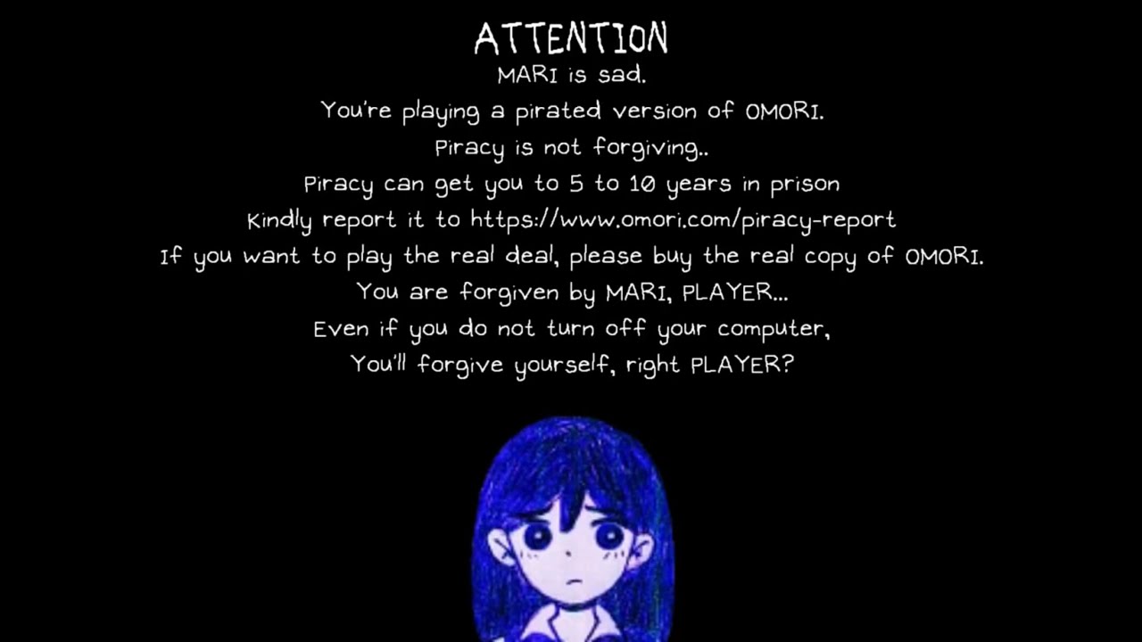 (Fan-Made) OMORI Anti-Piracy screen [Read Desc] - YouTube