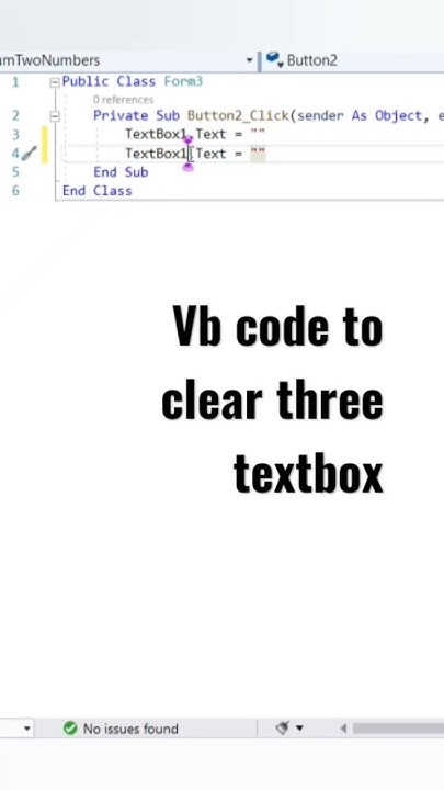 Vb codes for clearing a textbox #vbshorts #shorts - YouTube