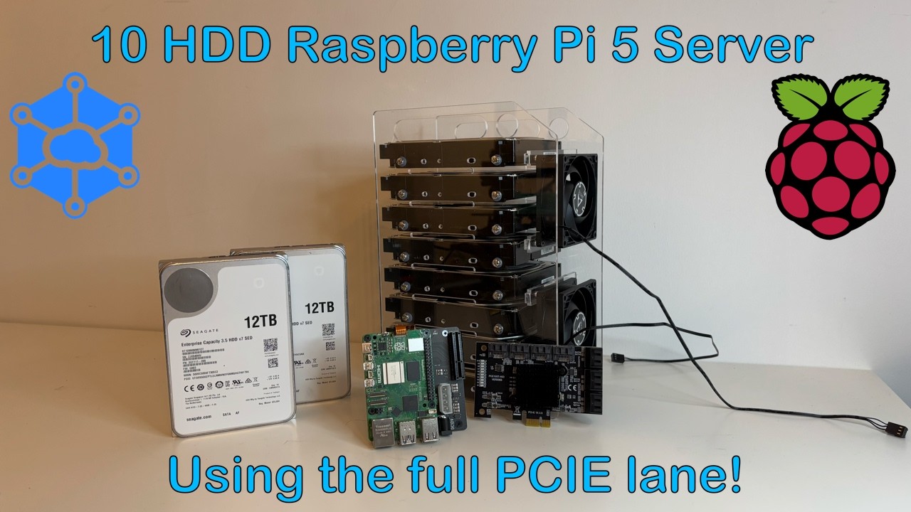 Building a 10 HDD Low-Power Server with Raspberry Pi 5 and Geekworm X1010 - YouTube