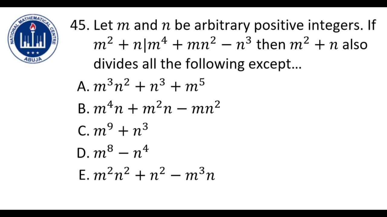 2020 NMC Nigerian Mathematics Olympiad 1st Round Senior P45 Special ...