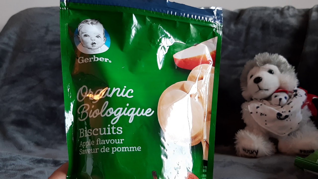 👍JJR - Gerber Organic Biscuits, Apple Flavour. Organic Cane Sugar ...
