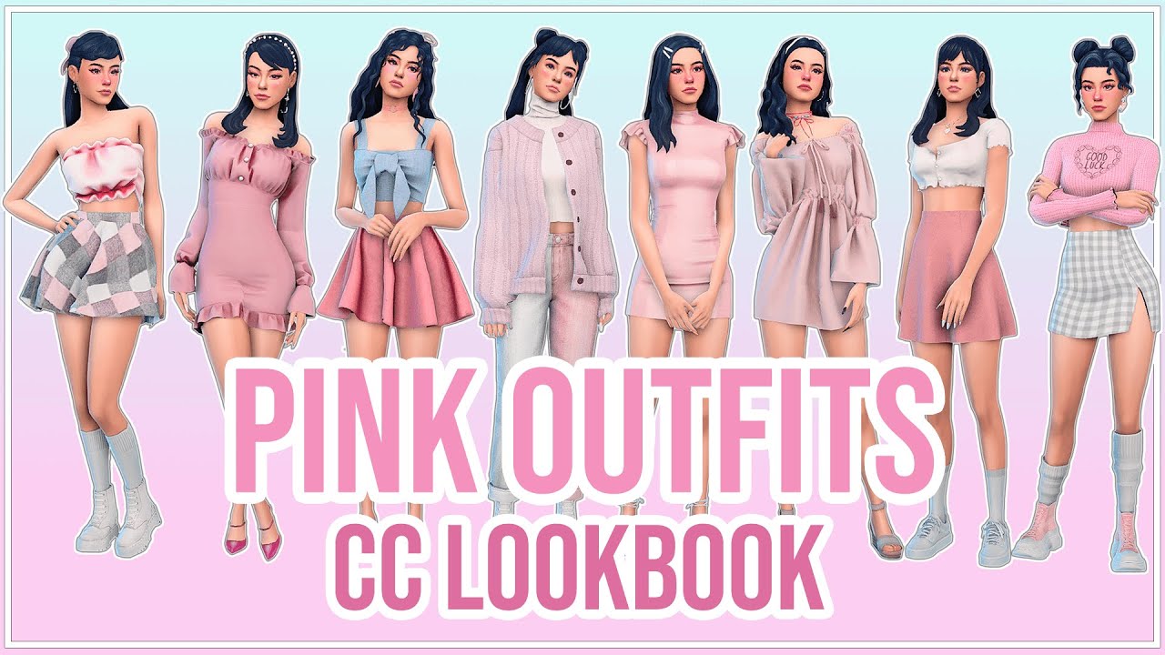 💗 PINK OUTFITS CC LOOKBOOK 💗 // Sims 4 CC Create a Sim - YouTube