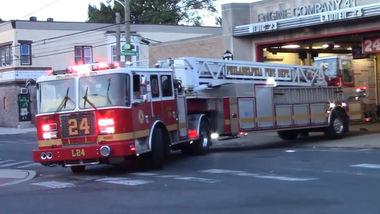 Philadelphia Fire Department Ladder 24 Responding - YouTube