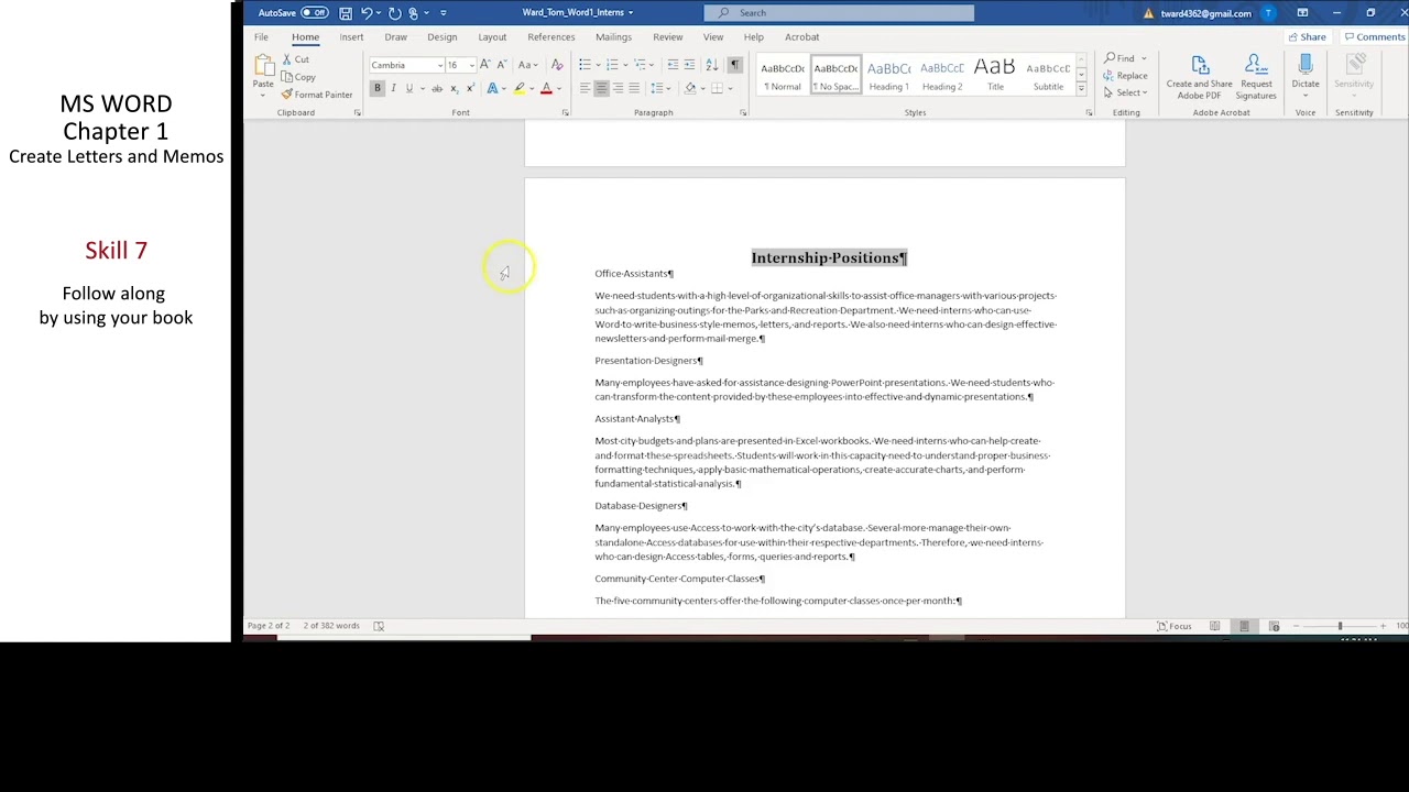 Comp Lit Word1 Skill 7 - Use Format Painter - YouTube