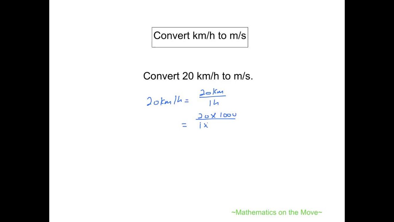Convert Kmh To Ms Speed Conversion YouTube