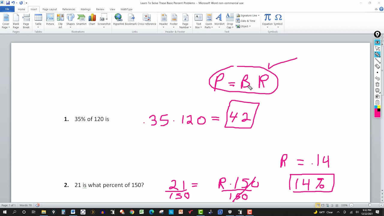 Learn to Solve These Basic Percent Problems - YouTube
