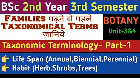 BSc 2nd Year 3rd Semester Botany Unit 3 & 4/Plant Taxonomy - YouTube