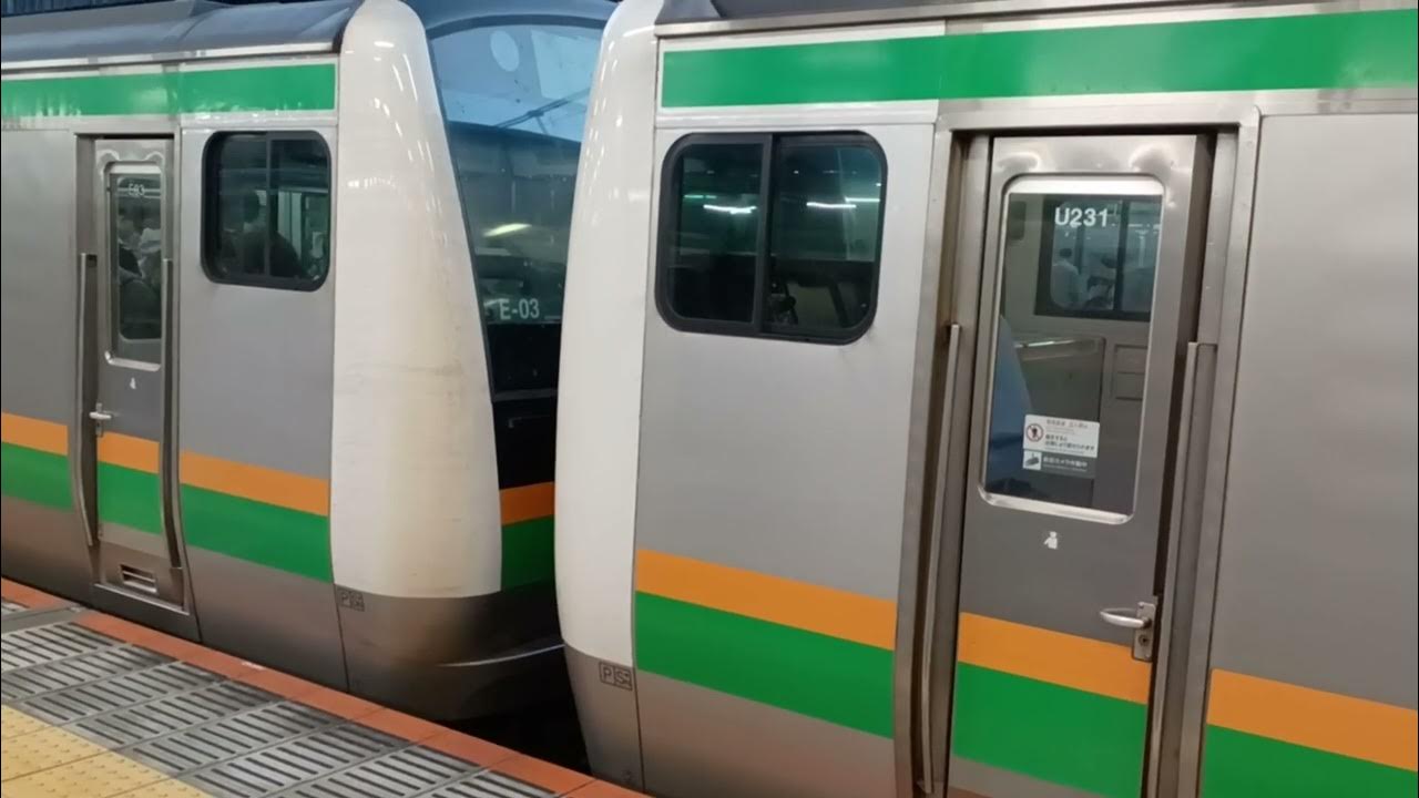 JR東日本E233系3000番台宮ヤマU231編成+横コツE-03編成1632E宇都宮線直通普通宇都宮行き赤羽駅(JU04)17時05分発車 - YouTube