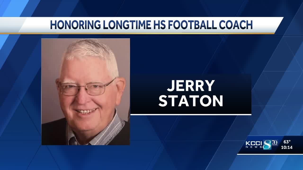 Iowa high school stadiums honor late football coach Jerry Staton - YouTube