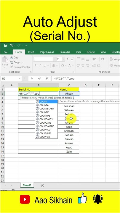 Auto Adjust Serial No in excel - YouTube