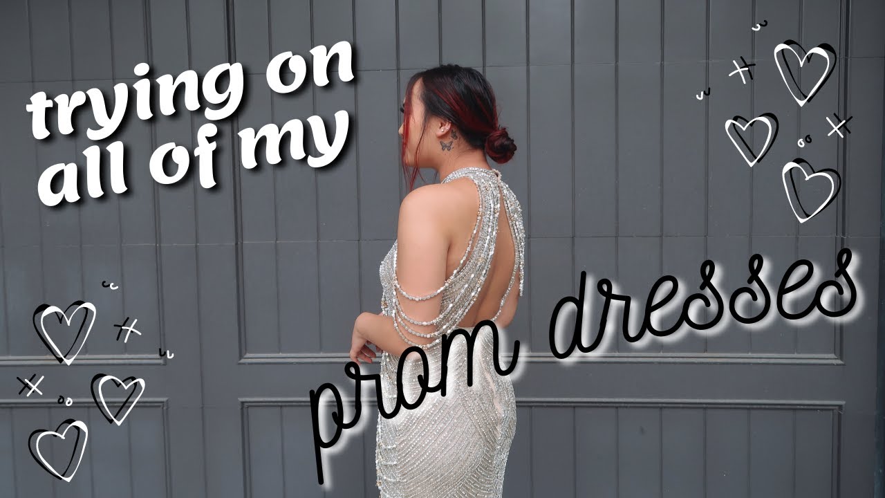 trying on all my prom dresses - YouTube
