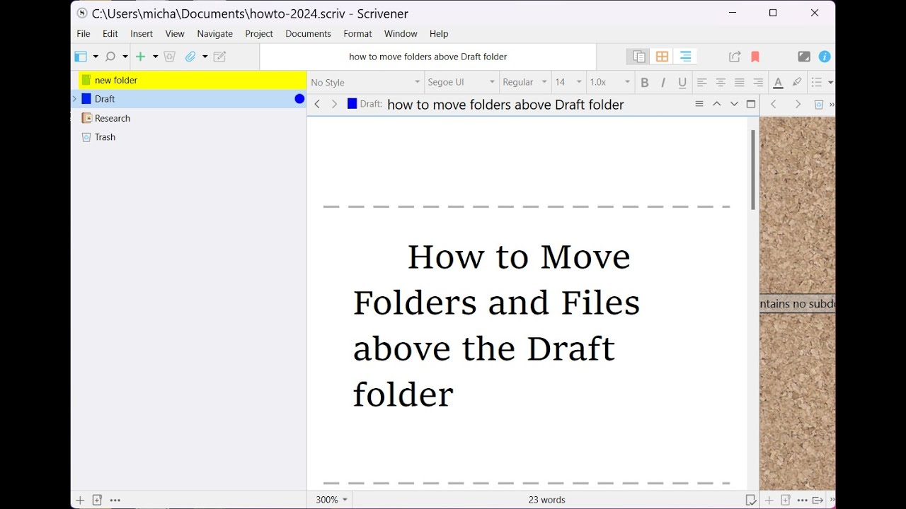 Scrivener Tutorial: How to Move a Folder or File above the Draft Folder ...