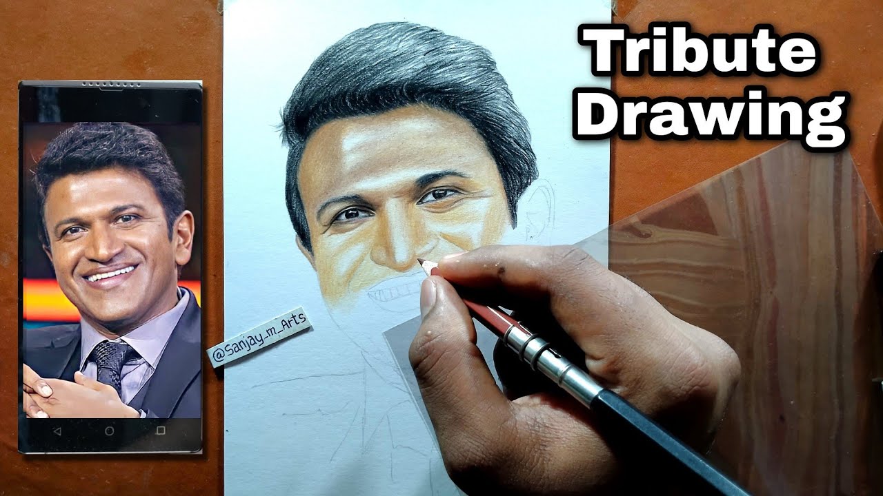 Dr.Puneeth Rajkumar Drawing | Tribute Drawing - YouTube