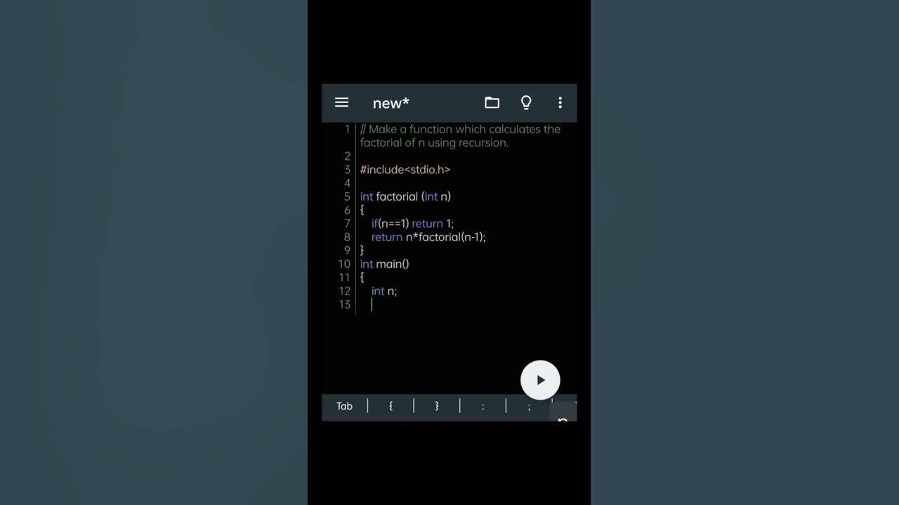 Function Factorial Recursion C Language Program Youtube 3707