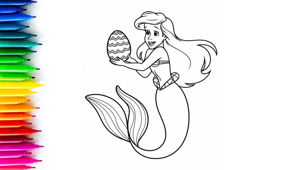 Ariel with easter eggDrawing, Painting & Coloring For Kids and Toddlers ...