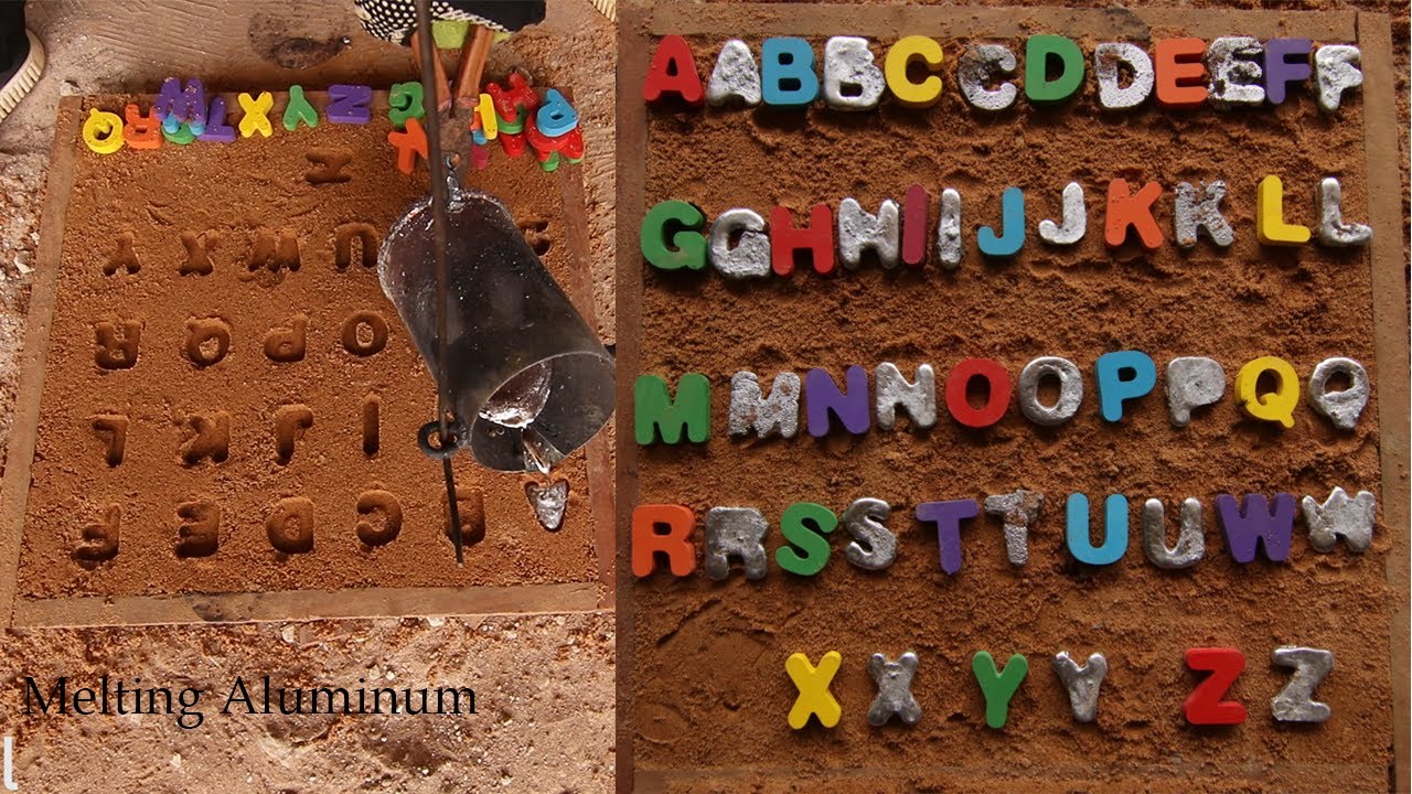 Making ABCD...Z from melting aluminum - YouTube